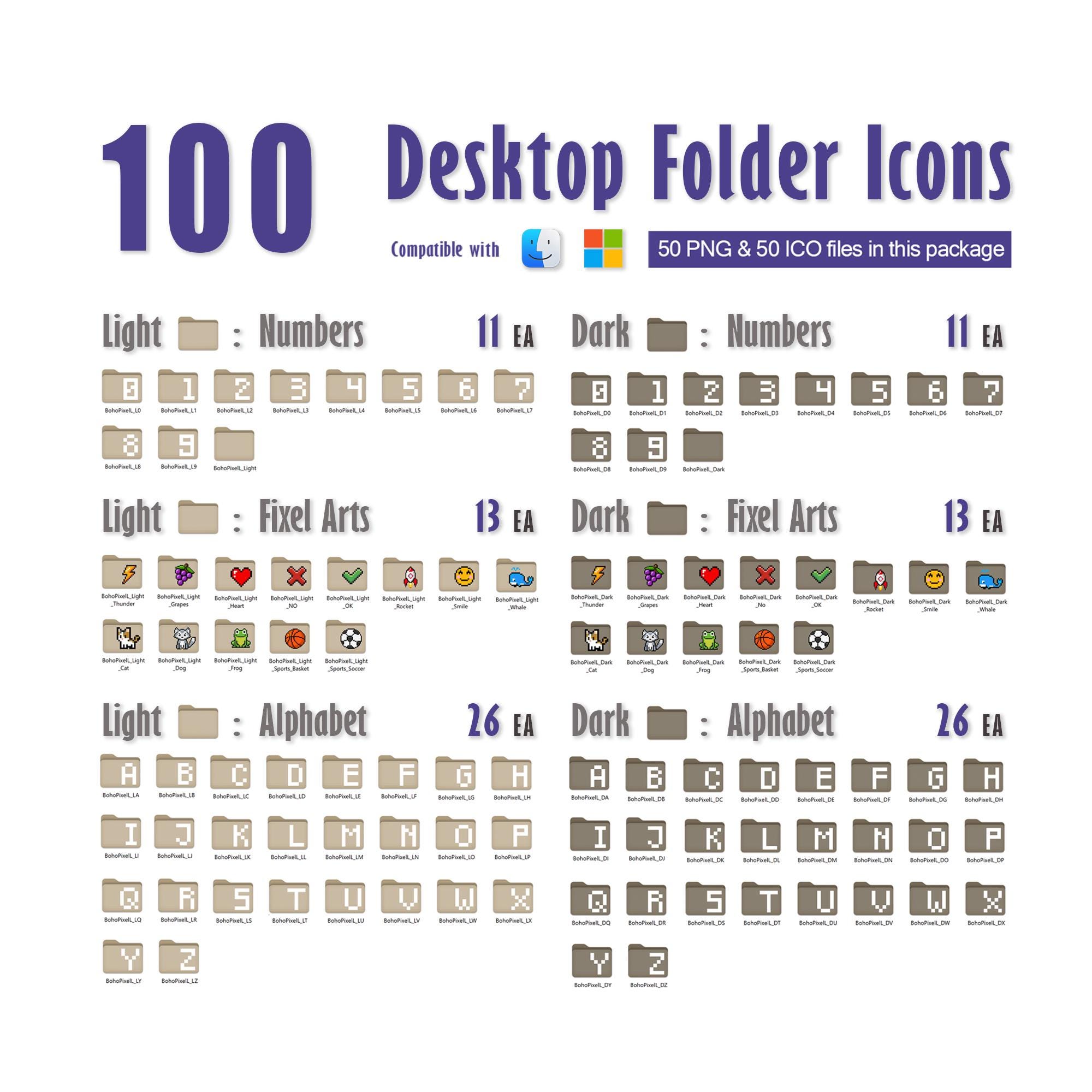 Digital 100 Desktop Folder Icons, Mac + Windows Folder Icons , Desktop ...