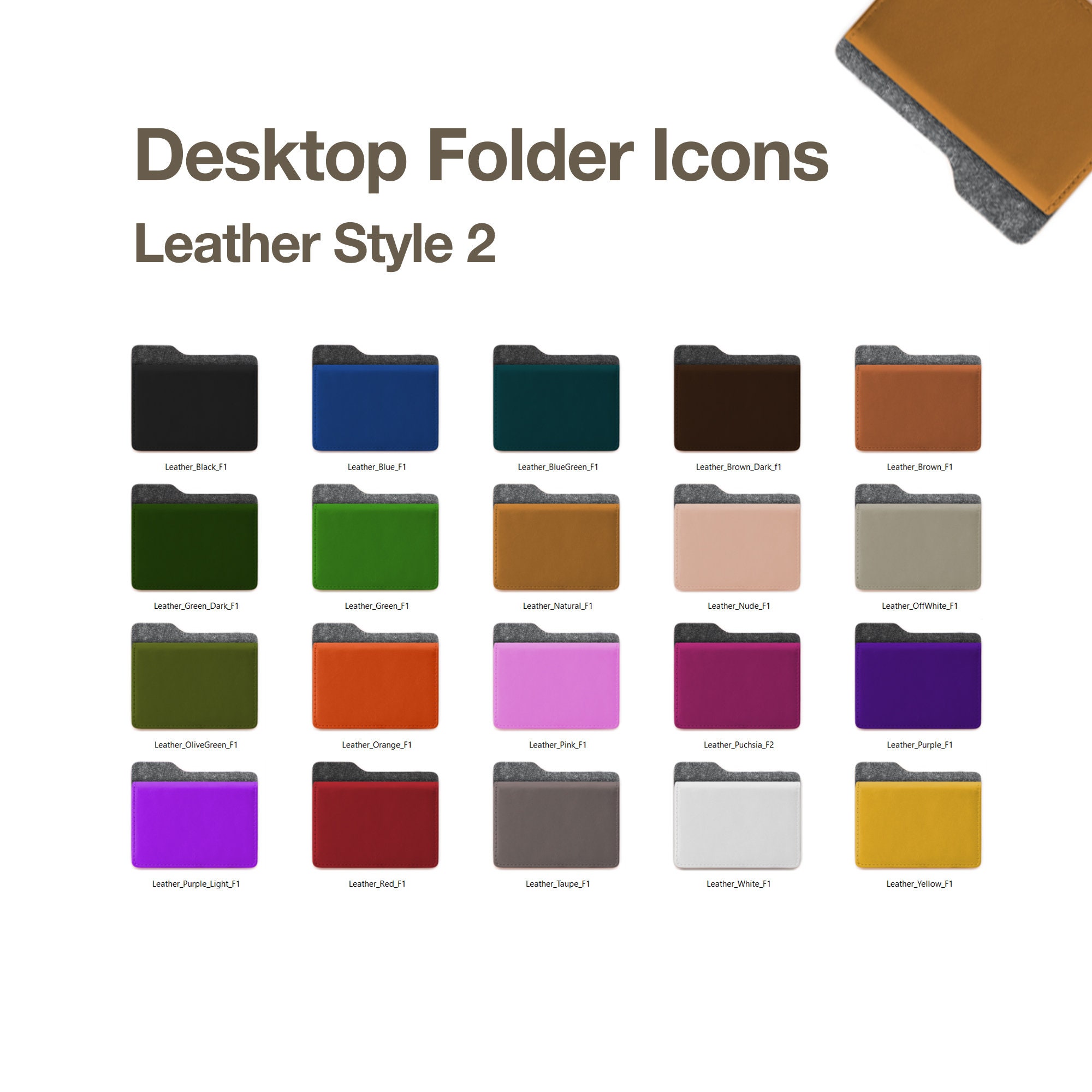 40 Desktop Folder Icons, Mac | PC Folder Icons , Leather Texture Folder ...