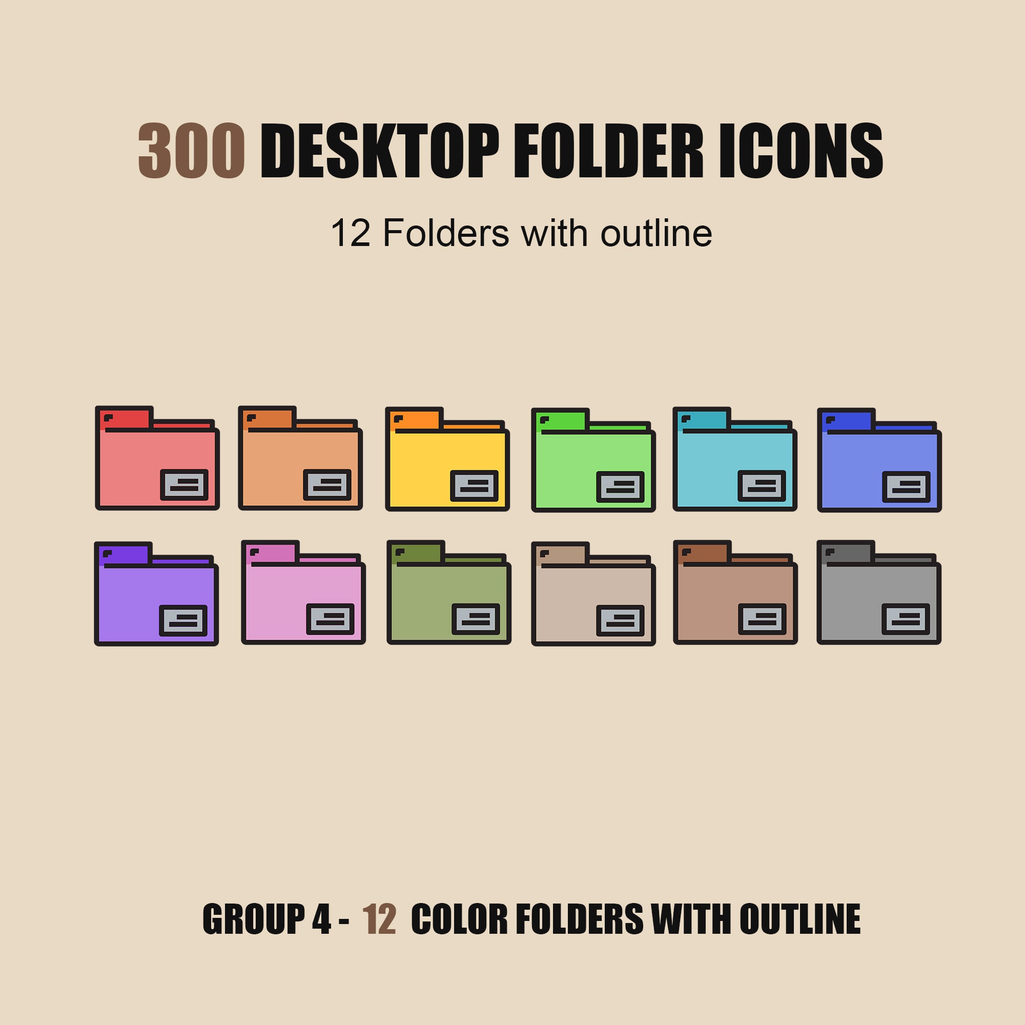 300 Bundle Desktop Folder Icons,macbook Folder Icons , Desktop ...