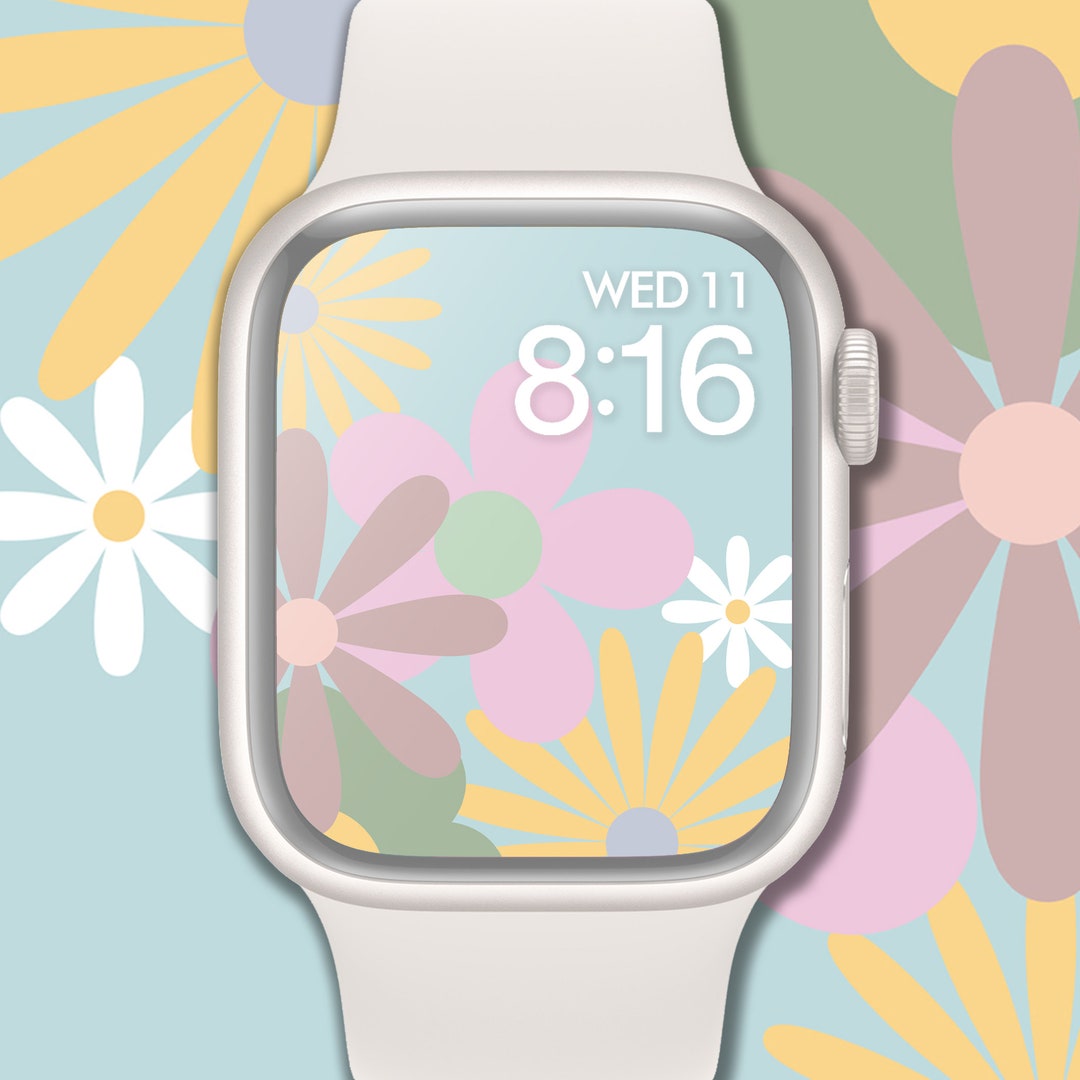 Digital Watch Wallpaper, Apple Watch Wallpaper, Boho Floral, Watch Face ...