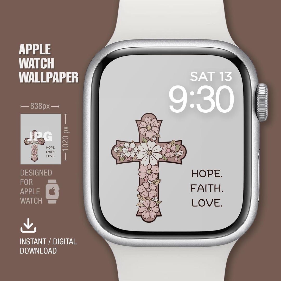 Christian Apple Watch, Instant Download, Cross Watch Face, Floral Cross ...
