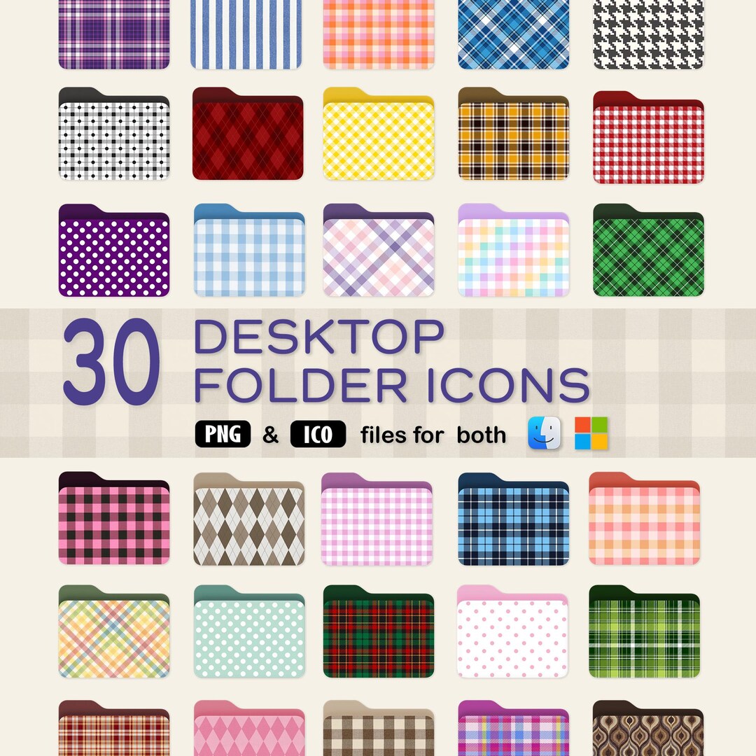 30 Desktop Folder Icons, Mac + Windows Folder Icons , Desktop Aesthetic ...