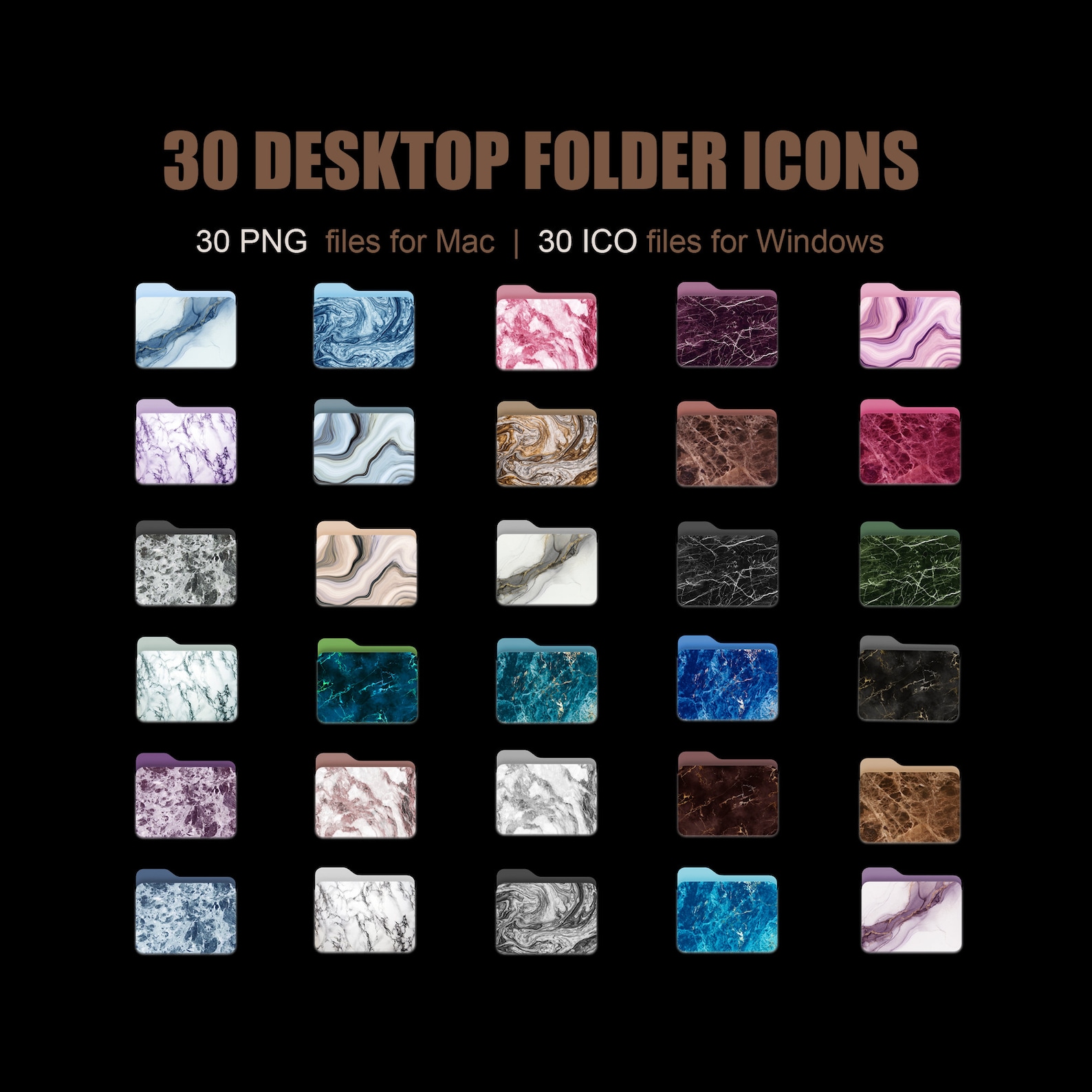 Digital 30 Desktop Folder Icons, Mac | PC Folder Icons , Desktop ...
