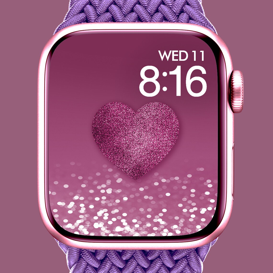 Apple Watch Wallpaper, Watch Face, Glitter Heart, Watch Background ...