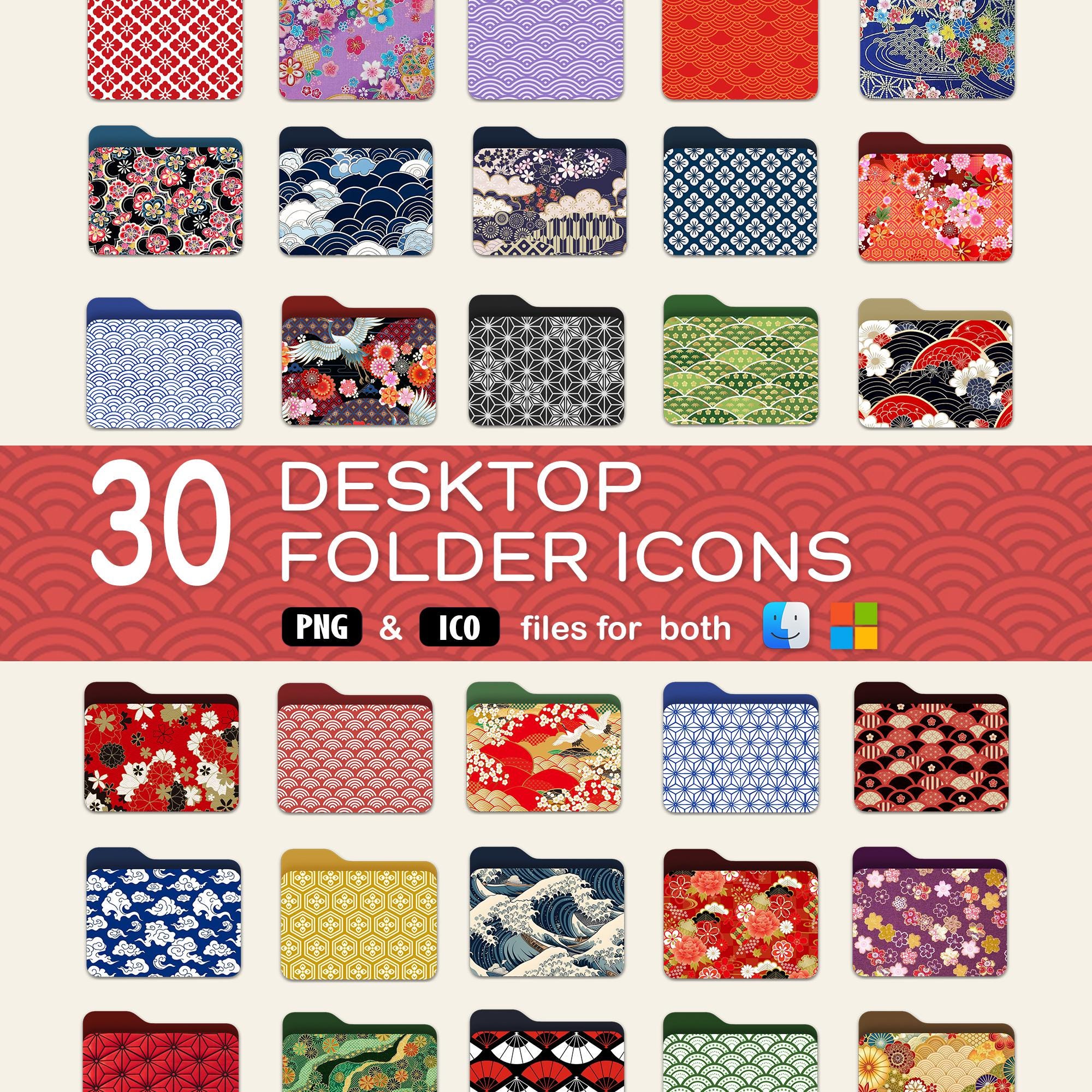 30 Desktop Folder Icons, Mac | PC Folder Icons , Japanese Pattern ...