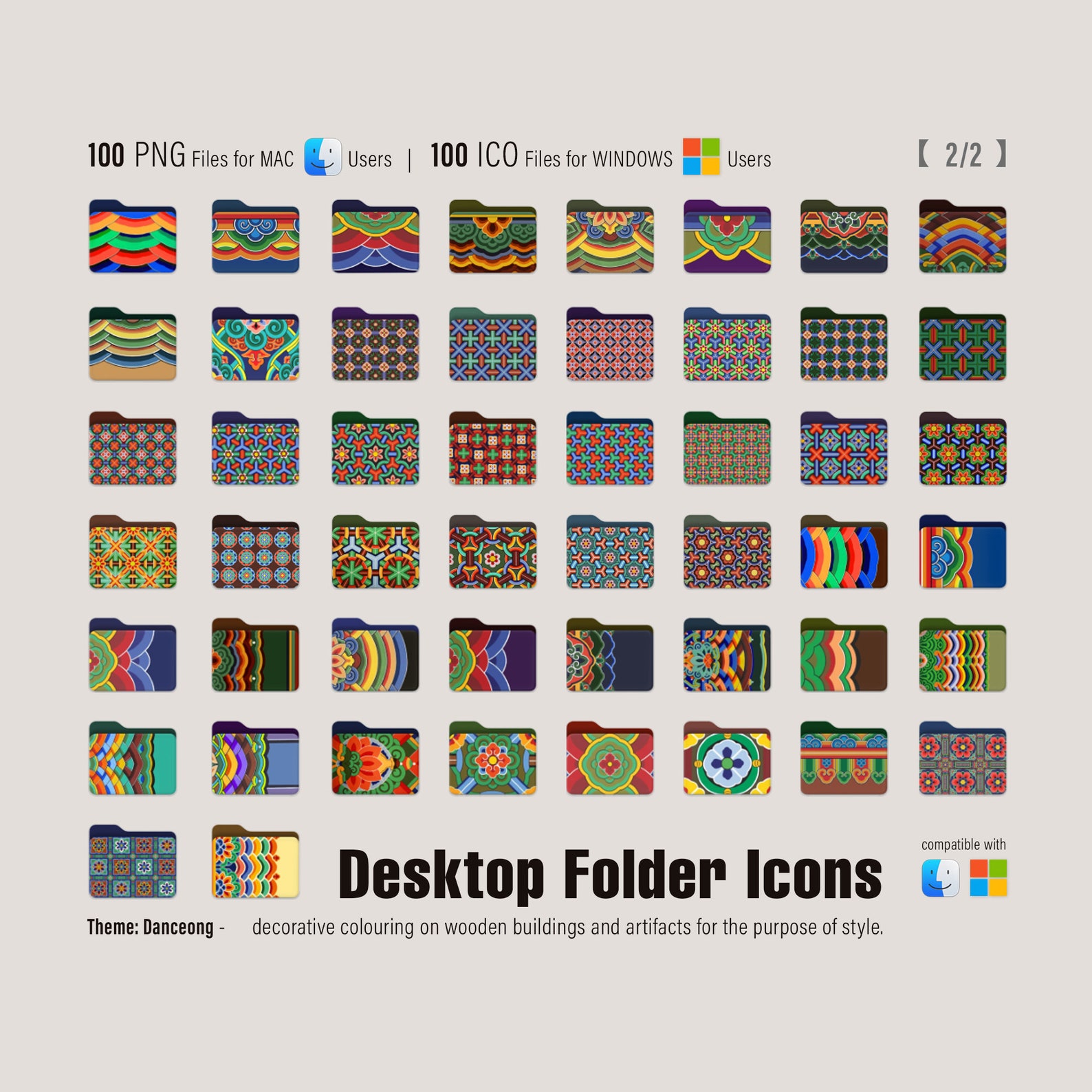 Digital 100 Desktop Folder Icons, for Mac, for PC, Desktop Aesthetic ...