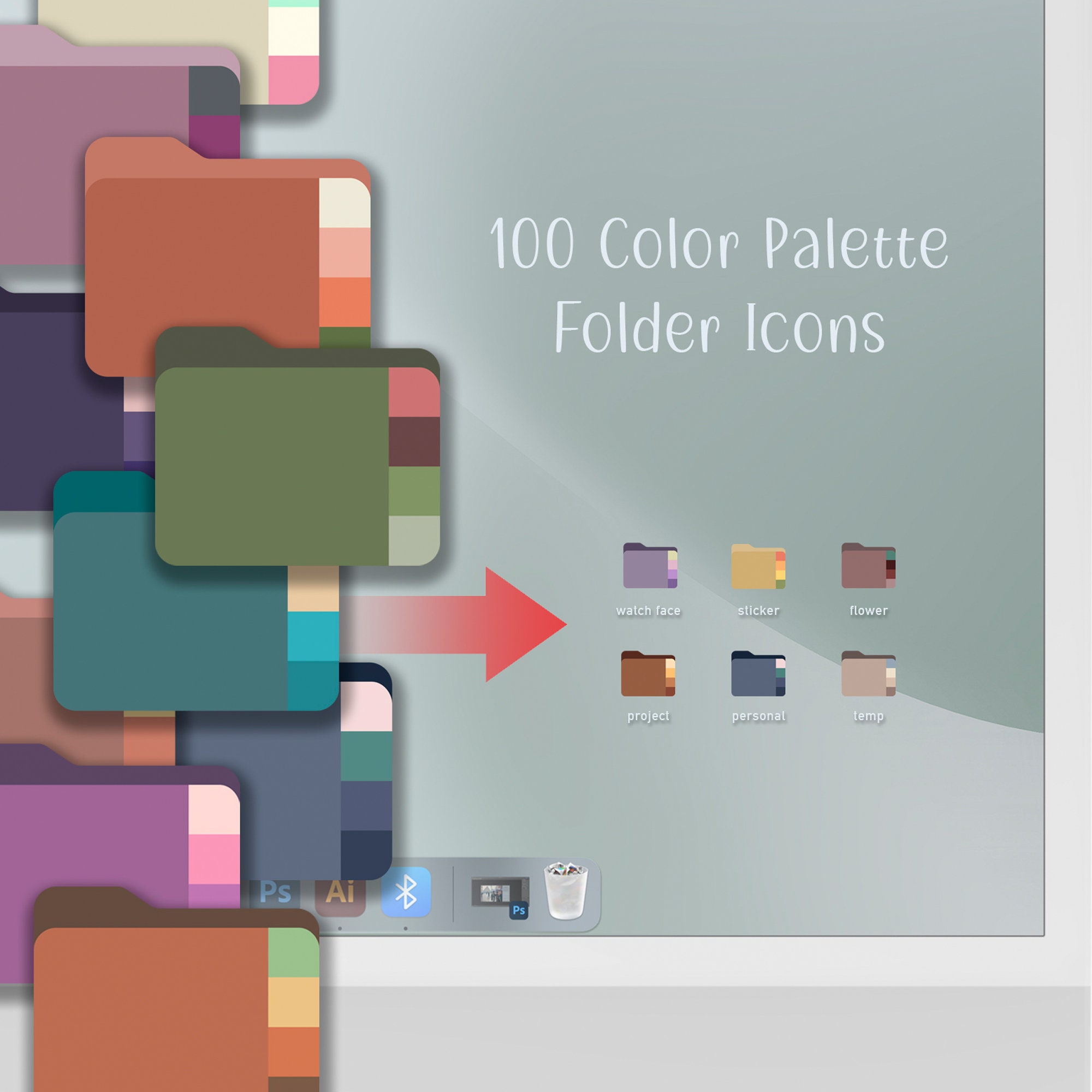 Digital 100 Desktop Folder Icons, Mac + Windows Folder Icons , Desktop ...