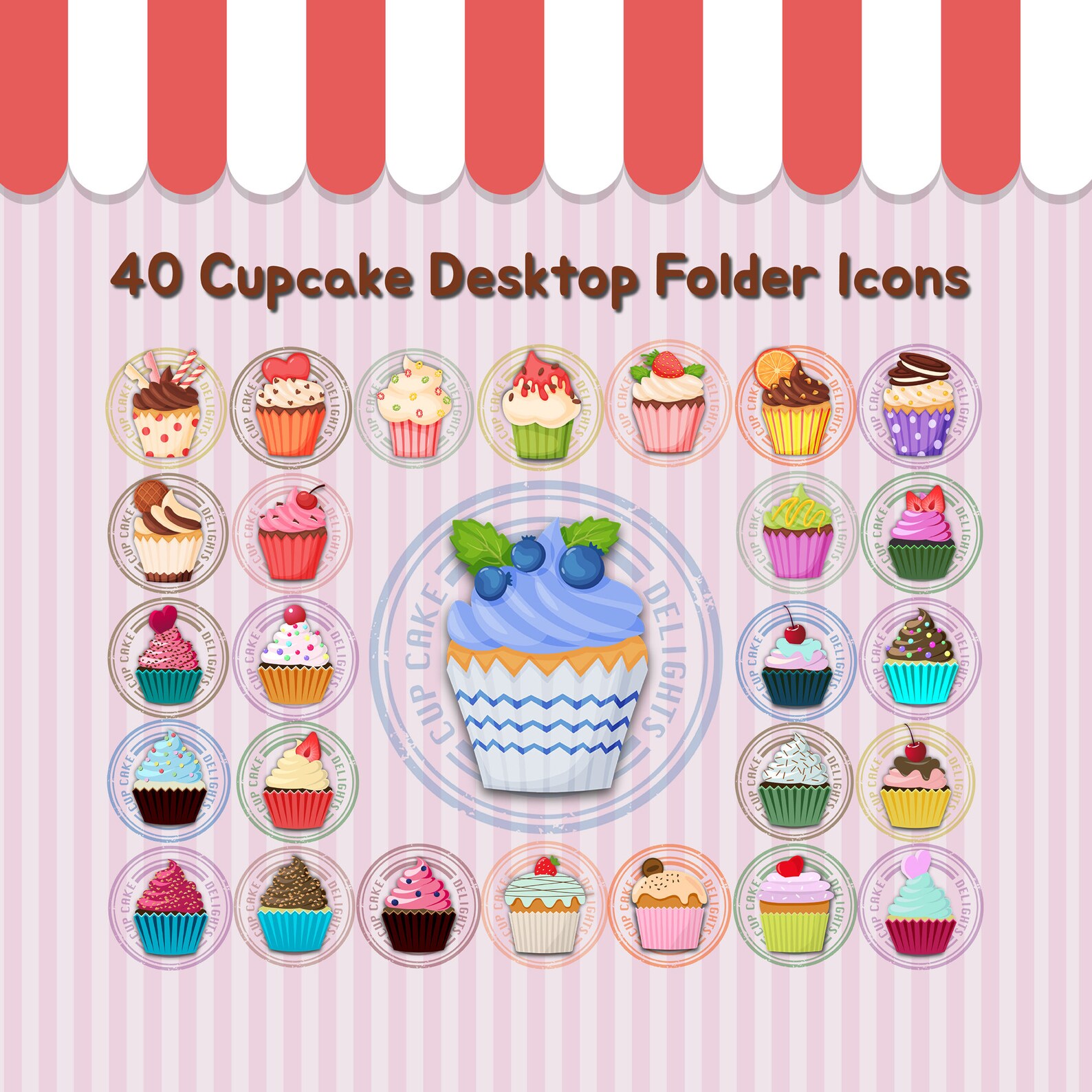 40 Desktop Folder Icons, Mac + Windows Folder Icons , Cupcake Themed ...