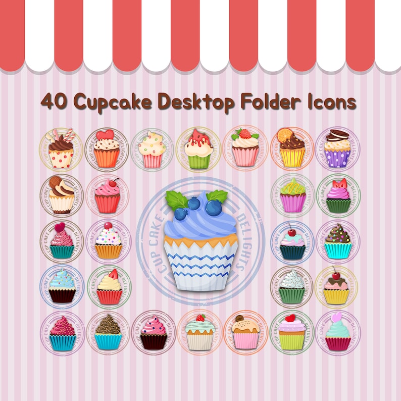 40 Desktop Folder Icons, Mac + Windows Folder Icons , Cupcake Themed ...