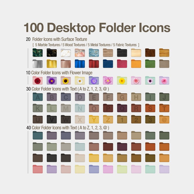 100 Desktop Folder Icons ,for MAC, Boho Colors, Pastel, Earth Tone ...