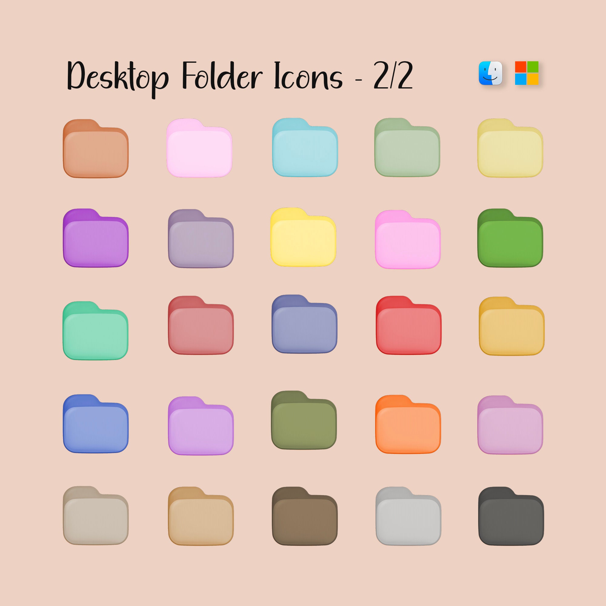 Digital 50 Desktop Folder Icons, Mac | PC Folder Icons , Desktop ...