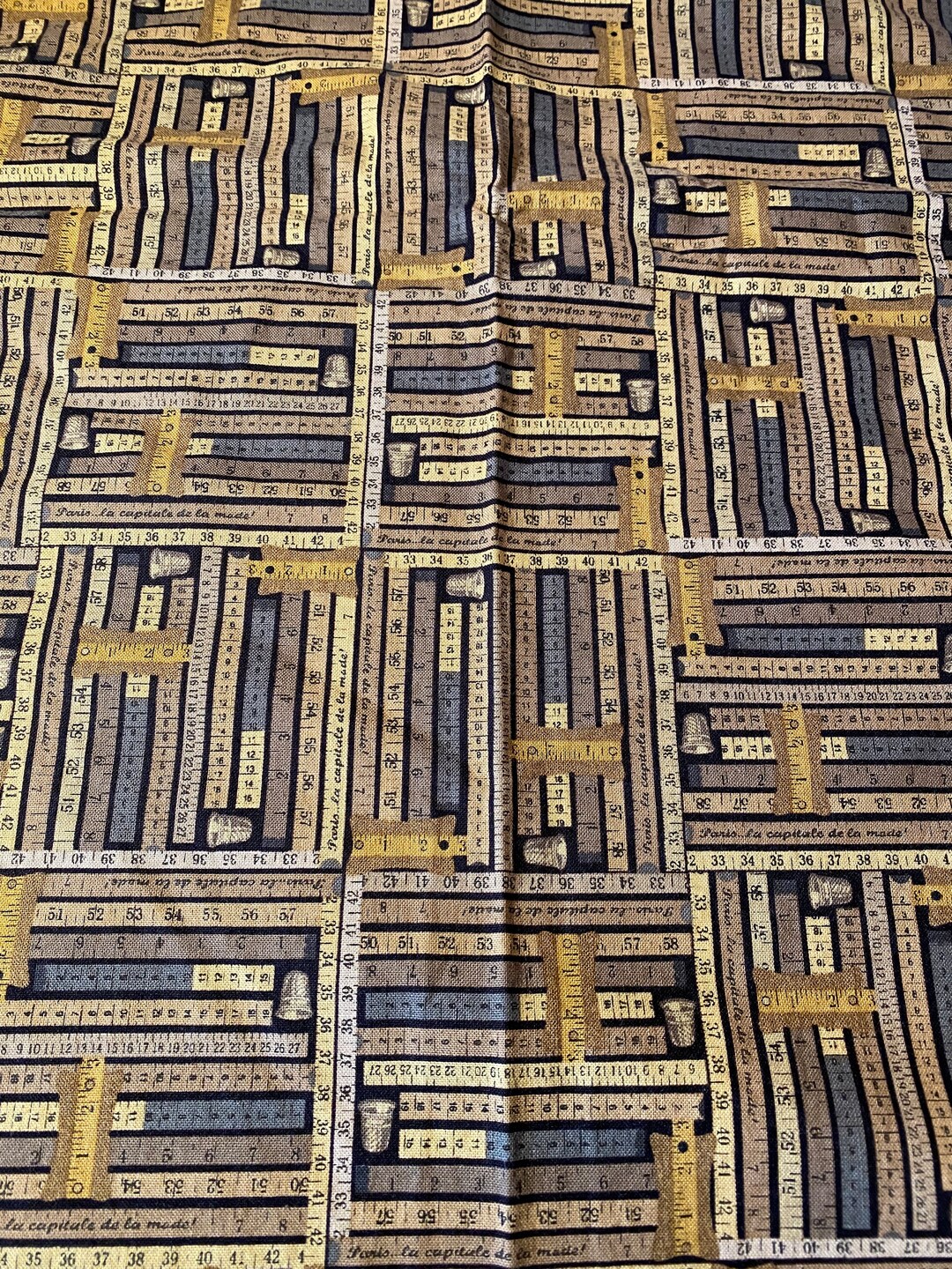 1 Yard, 20 Inches Rulers/measuring Tape/thimbles Fabric - Etsy