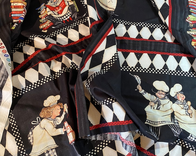 4 Chef Panels With Cookbook Border Fabric - Etsy