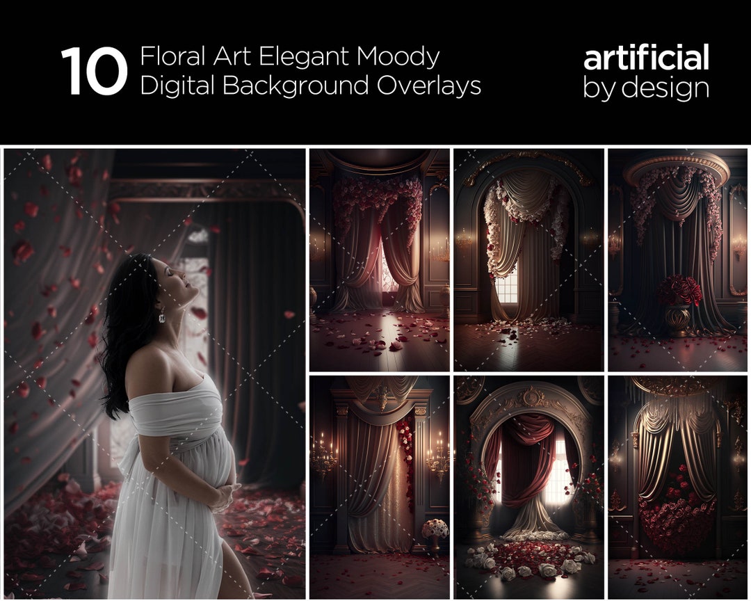 Floral Art Wall Digital Backdrop Overlays Skinny Canvas Digital ...