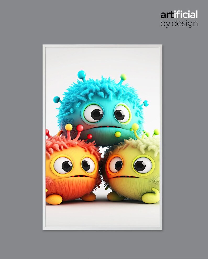 Midjourney Ai Art Cute 3d Aliens Ai Style Fine Art Poster Digital Download Digital Wall Art Ai