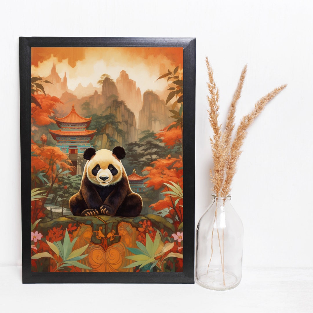 Panda Bear in an Asain Landscape Digital Art Panda Wall Art - Etsy