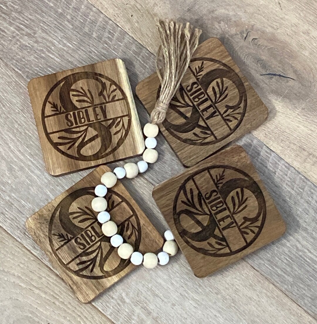 Custom Wood Coasters, Personalized Wooden Coaster Set, Engraved Wood ...