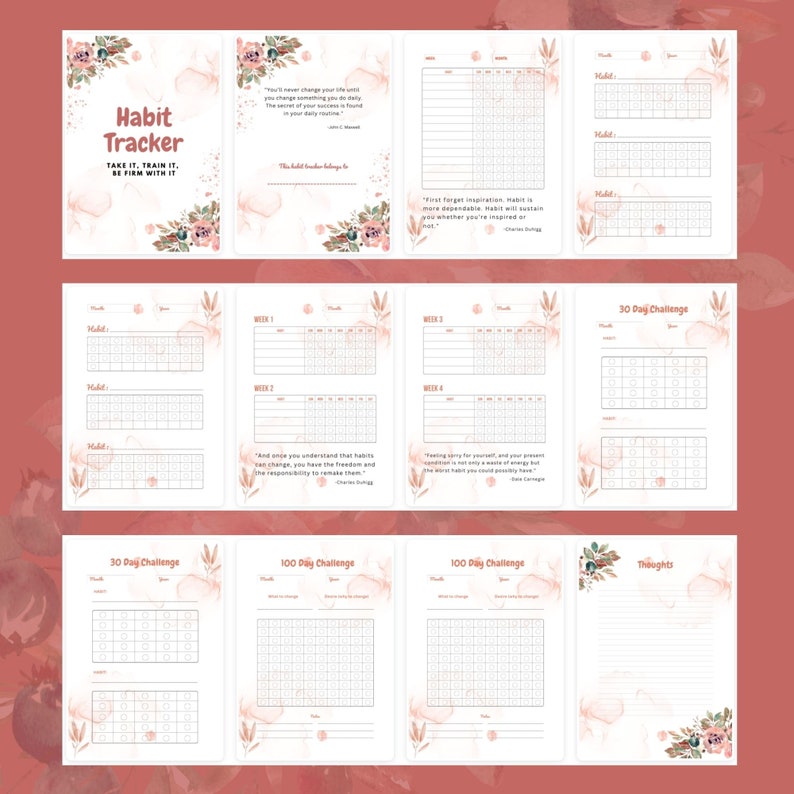 Habit Tracker Printable Routine Tracker, 30 Day Habit Challenge, 90 Day ...