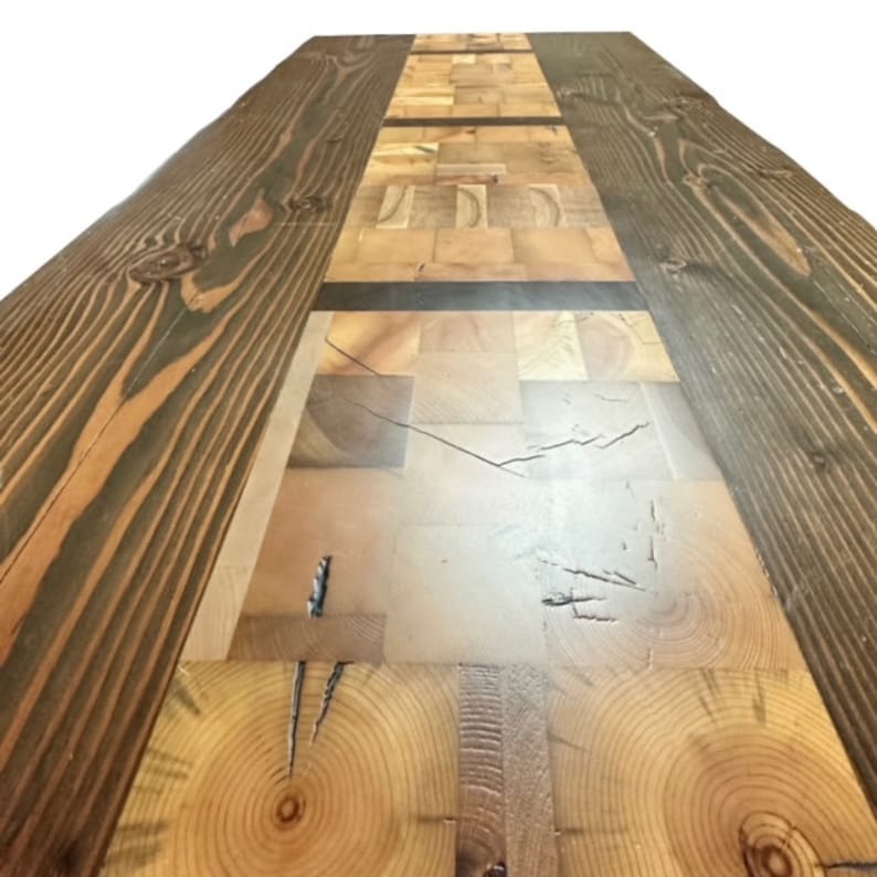 Recalimed Douglas Fir Dining Table With End-grain Inlay - Etsy