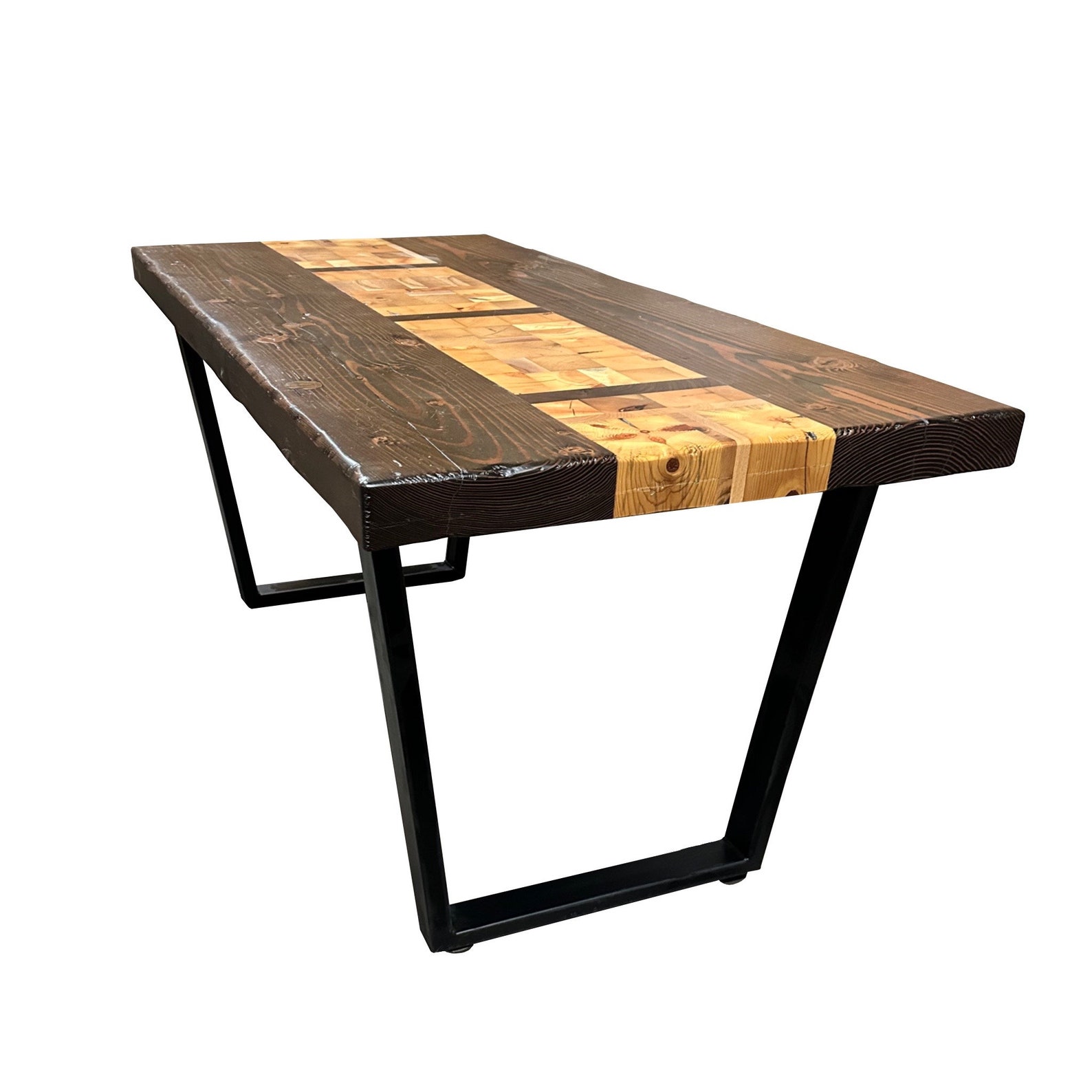 Recalimed Douglas Fir Dining Table With End-grain Inlay - Etsy