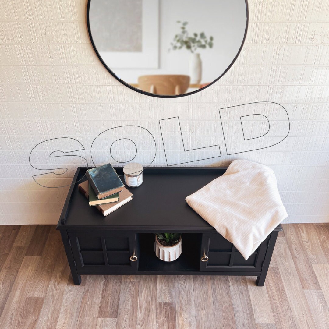Sold Refinished Black Entryway Bench With Gold - Etsy