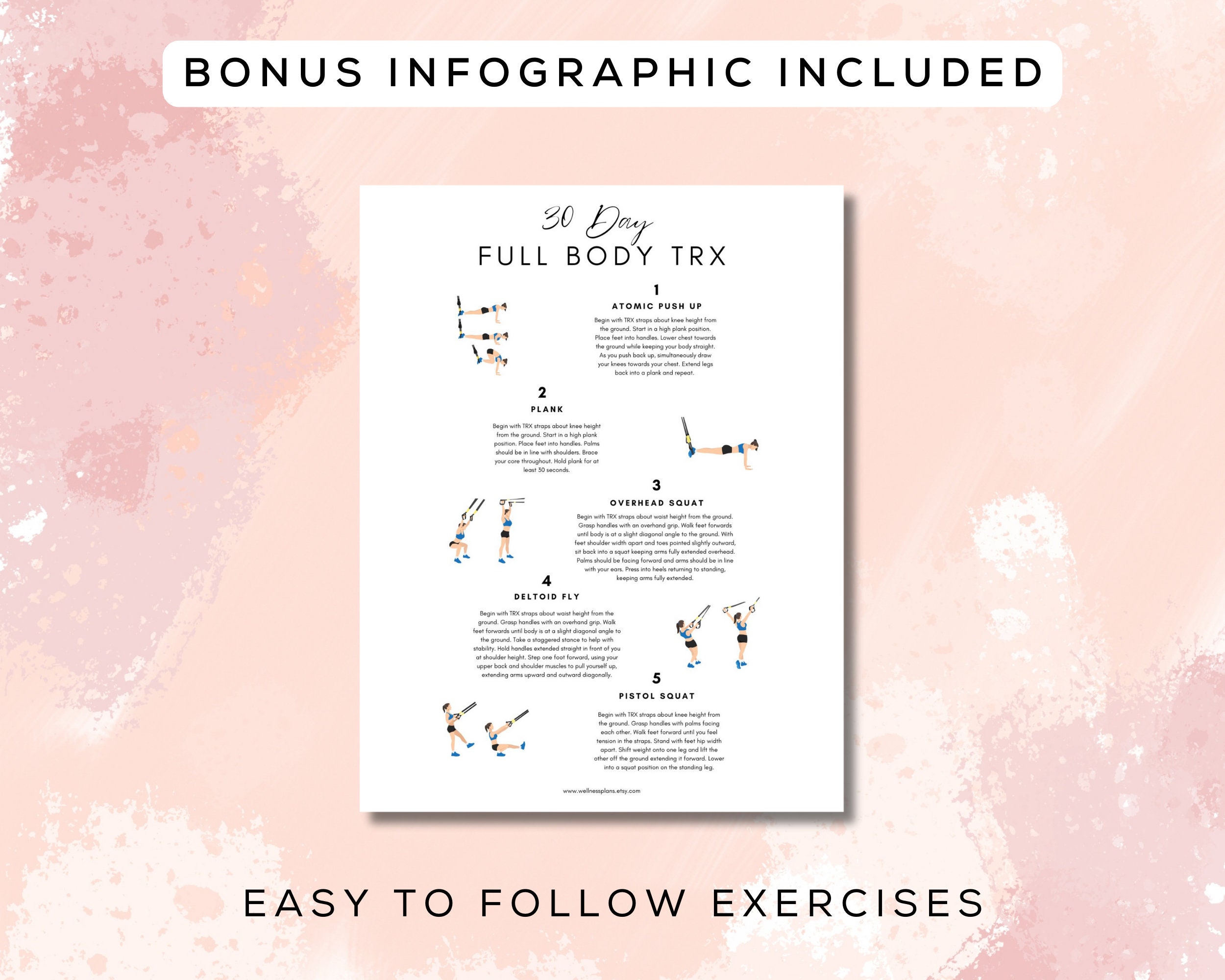 30 Day Full Body TRX Workout Plan Printable + Digital Gym Guide | Bonus ...