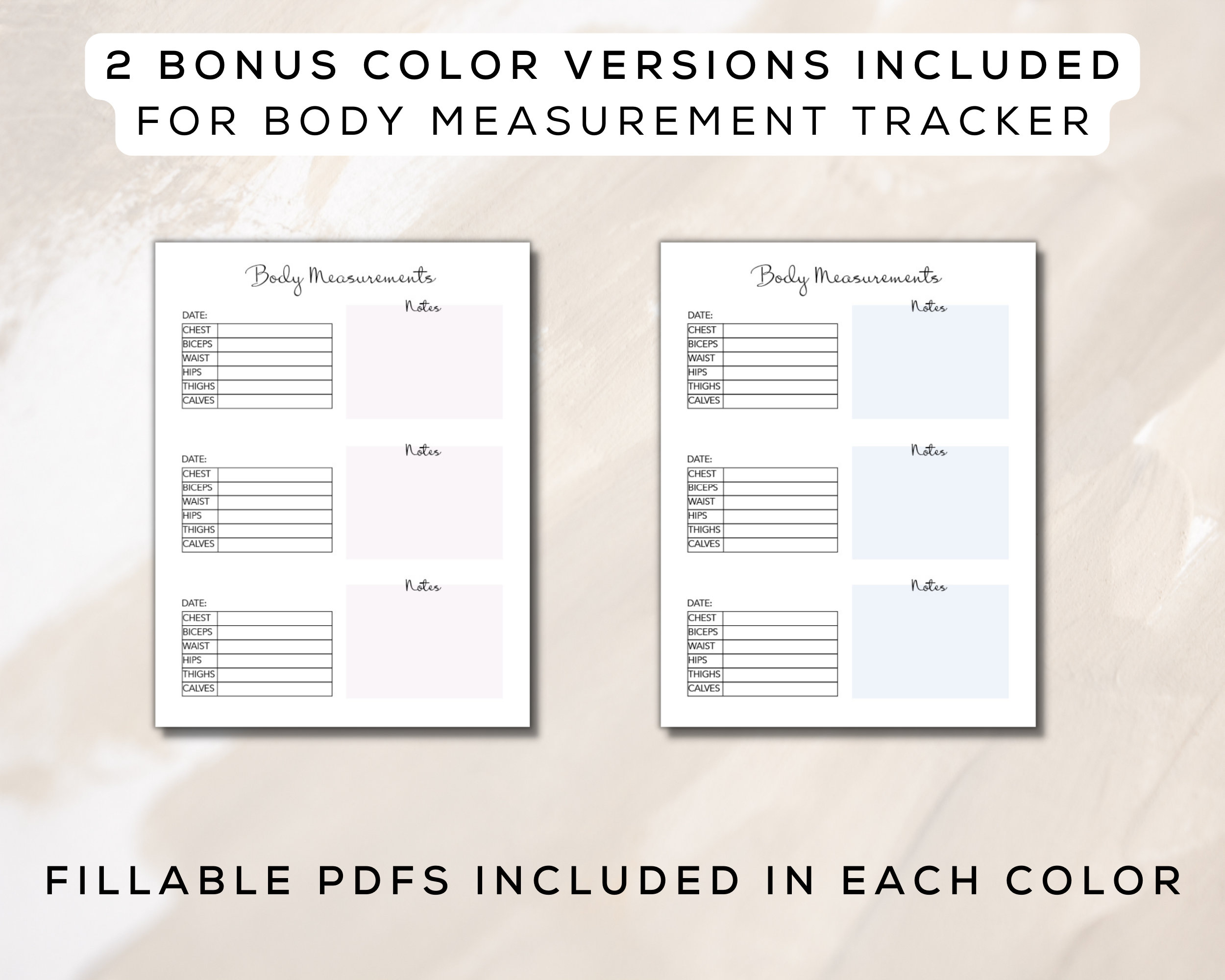 Weekly Fitness Planner Body Measurement Tracker, Printable Fillable PDF ...