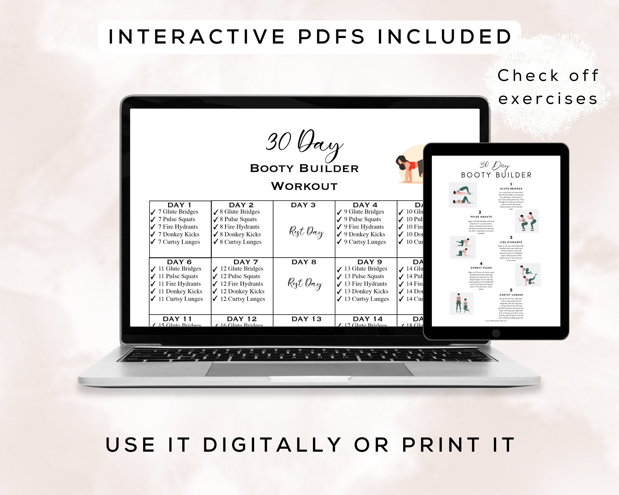 30 Day MEGA Workout Bundle Printable + Interactive Pdfs | 5 Bundles, 19 ...