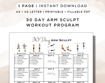 30 Day Ab Sculpt Workout Program Printable Fillable PDF Easy to Follow ...