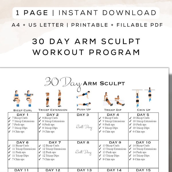 Arm Workout Plan - Etsy