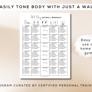 30 Day Ab Wall Workout Printable + Interactive PDF | Easy to Follow ...