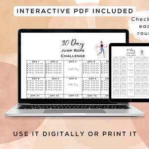 30 Day Jump Rope Challenge Printable + Interactive PDF, Digital Gym ...