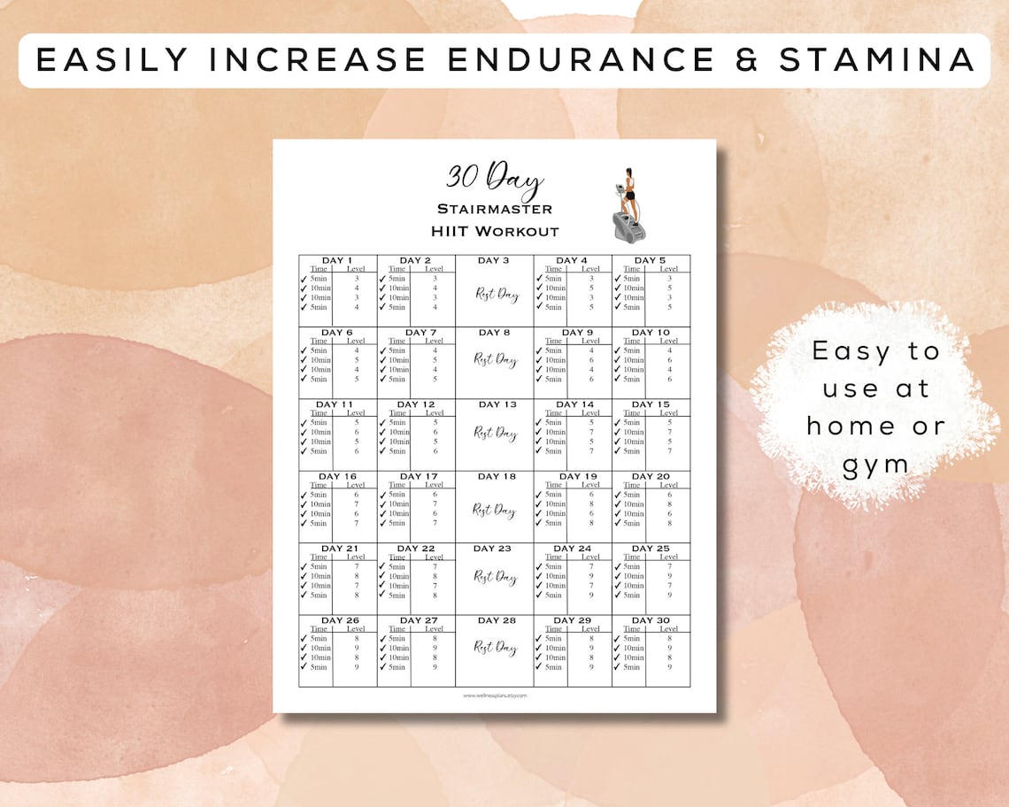 30 Day Stairmaster HIIT Workout Plan Printable Interactive PDF, Digital ...