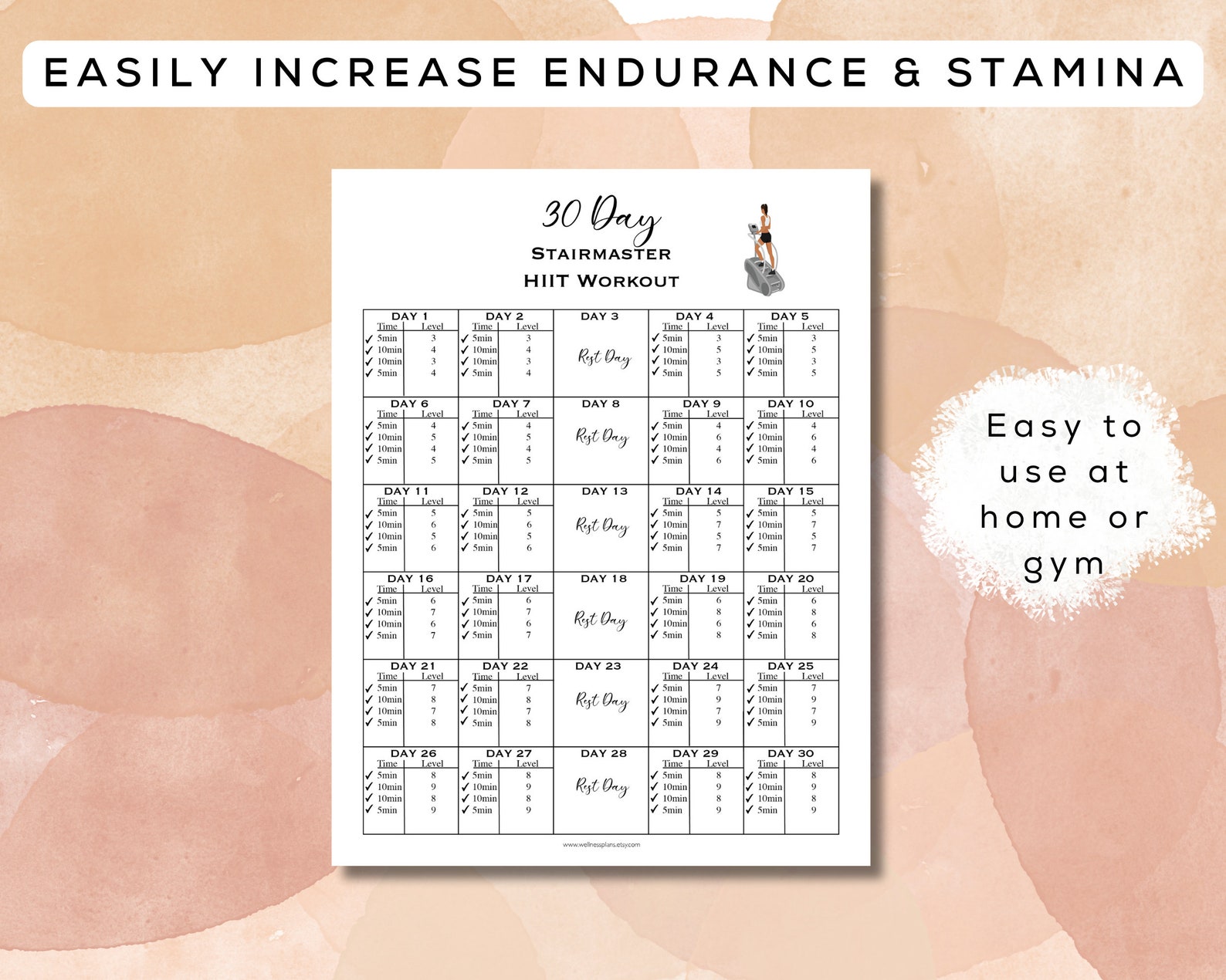 30 Day Stairmaster HIIT Workout Plan Printable + Interactive PDF ...