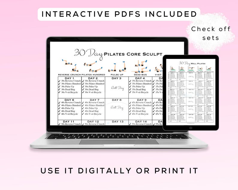 30 Day Pilates Workout Bundle: Beginner Friendly Exercises (printable ...