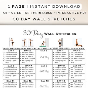 30 Day Wall Stretches Printable + Interactive PDF | Easy to Follow ...