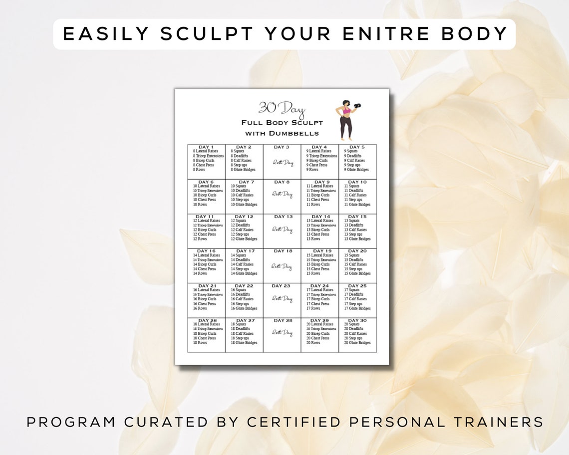 30 Day Full Body Workout With Dumbbells Printable | Bonus Infographic ...