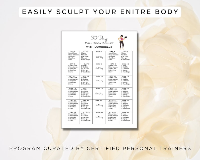 30 Day Full Body Workout With Dumbbells Printable | Bonus Infographic ...