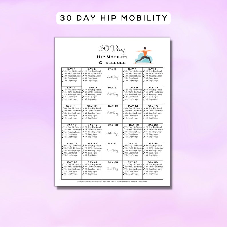 30 Day Mobility Bundle Printable Fillable PDF 4 Mobility Routines, Easy ...
