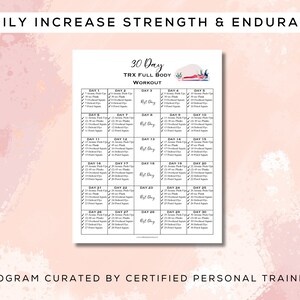 30 Day Full Body TRX Workout Plan Printable + Digital Gym Guide | Bonus ...