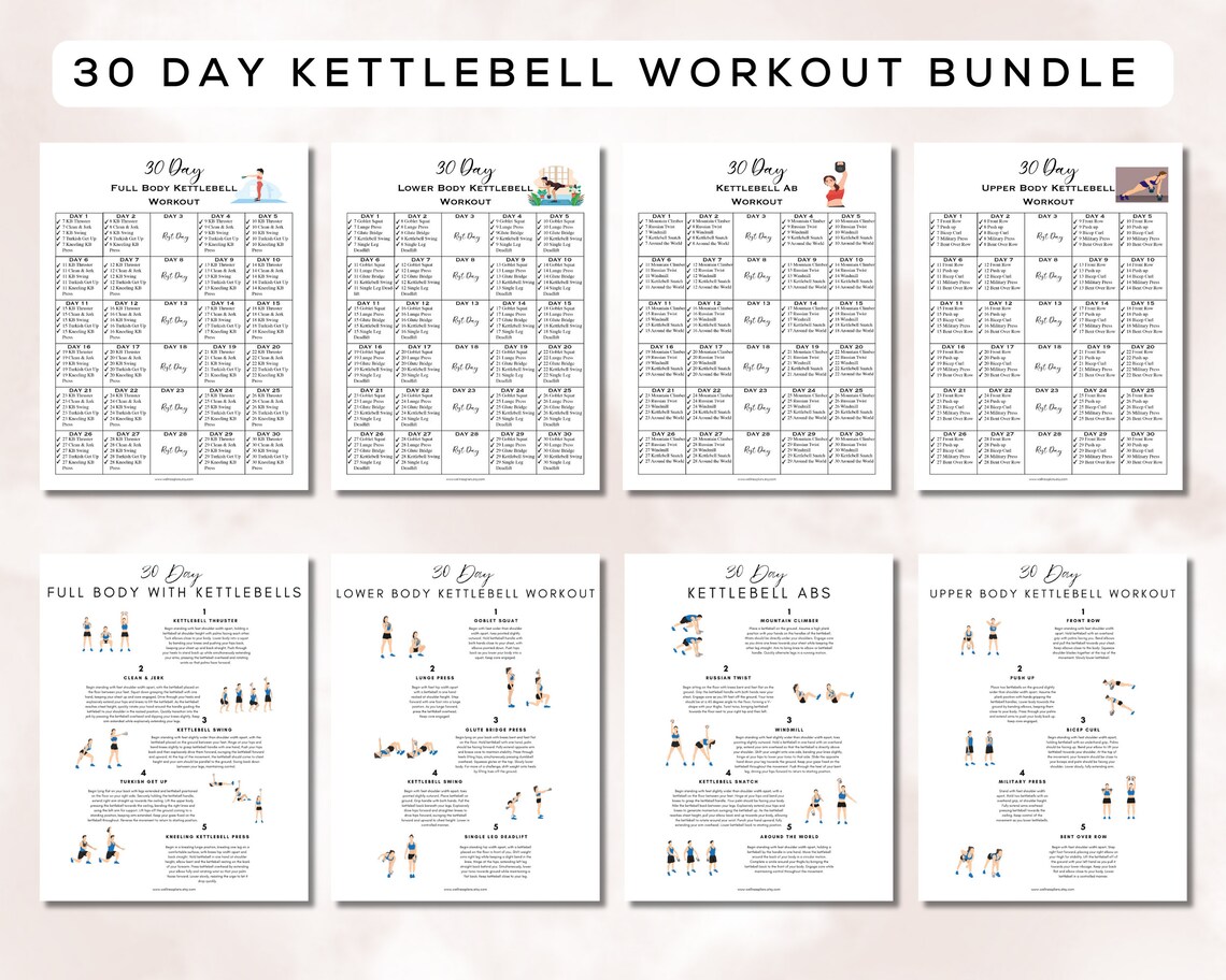 30 Day MEGA Workout Bundle Printable + Interactive Pdfs | 5 Bundles, 19 ...