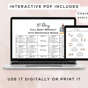 30 Day Full Body Workout With Resistance Bands Printable + Interactive ...