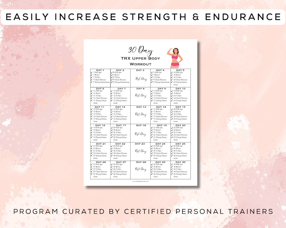 30 Day TRX Upper Body Workout Plan Interactive PDF + Digital Gym Guide ...