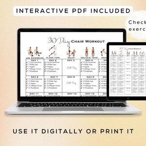 30 Day Chair Workout Printable + Interactive PDF | Easy to Follow ...