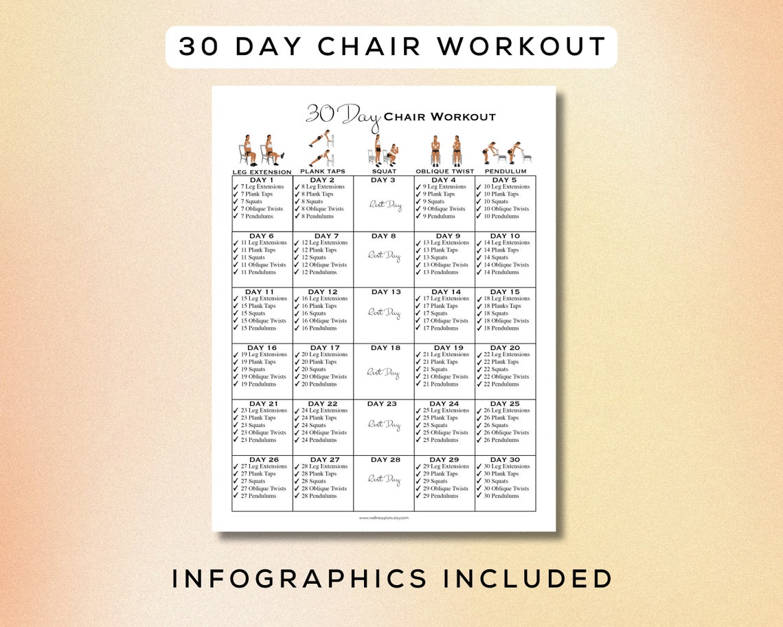 30 Day Chair Workout Bundle Printable Interactive Pdfs Easy to Follow ...