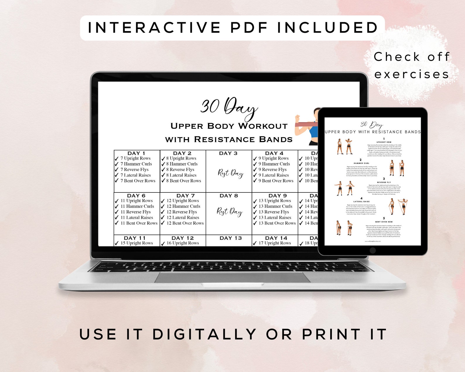 30 Day Upper Body Workout With Resistance Bands Printable + Interactive ...