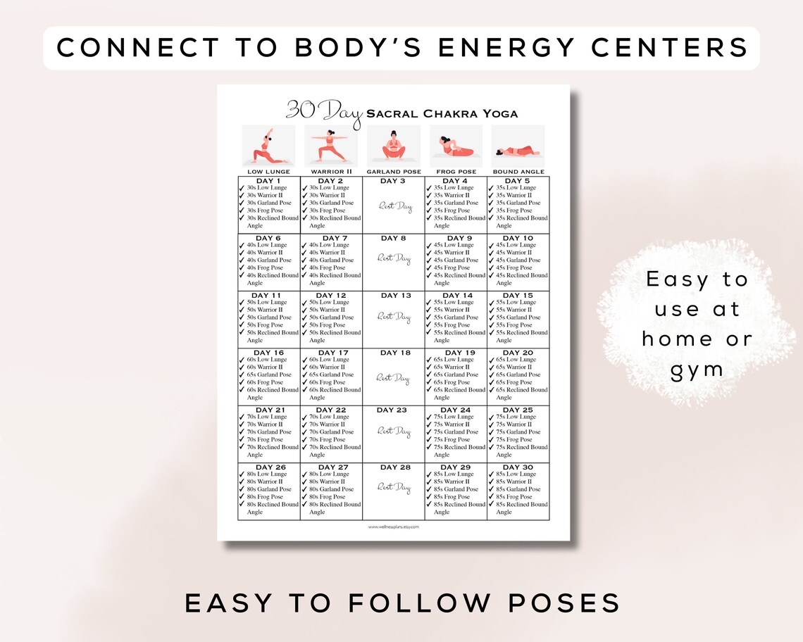 30 Day Sacral Chakra Yoga Printable Interactive PDF Easy to Follow ...