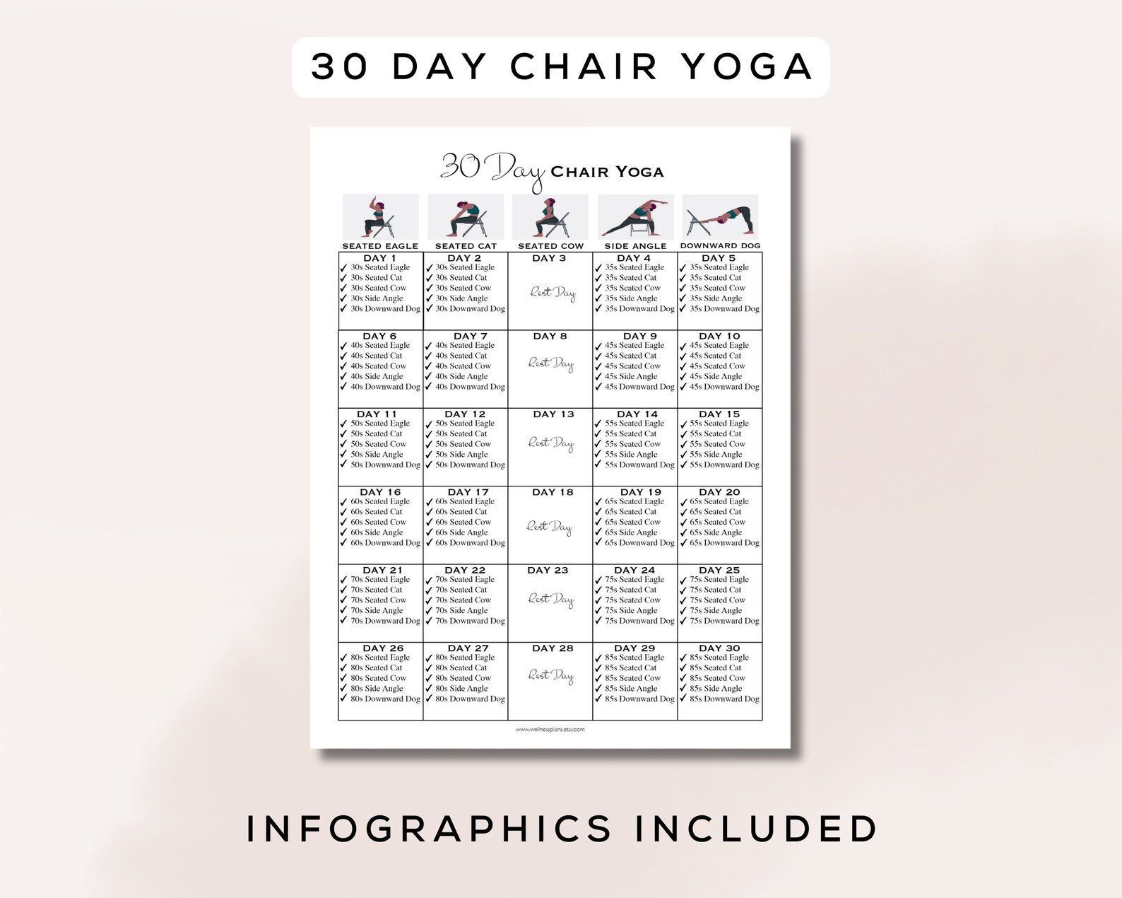 30 Day Yoga Bundle Printable + Interactive PDF | 6 Programs, Easy to ...
