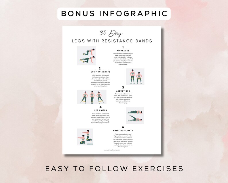 30 Day Leg Workout With Resistance Bands Printable + Fillable PDF ...