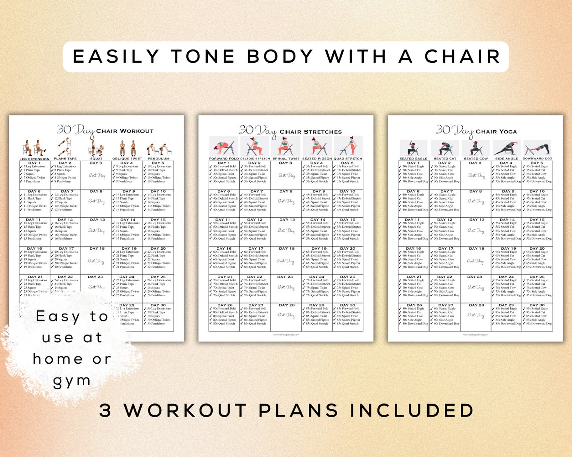 30 Day Chair Workout Bundle Printable Interactive Pdfs Easy to Follow ...